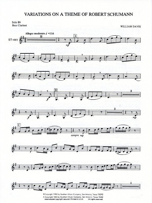 Davis, William - Variations on a Theme of Robert Schumann (1982) for ...